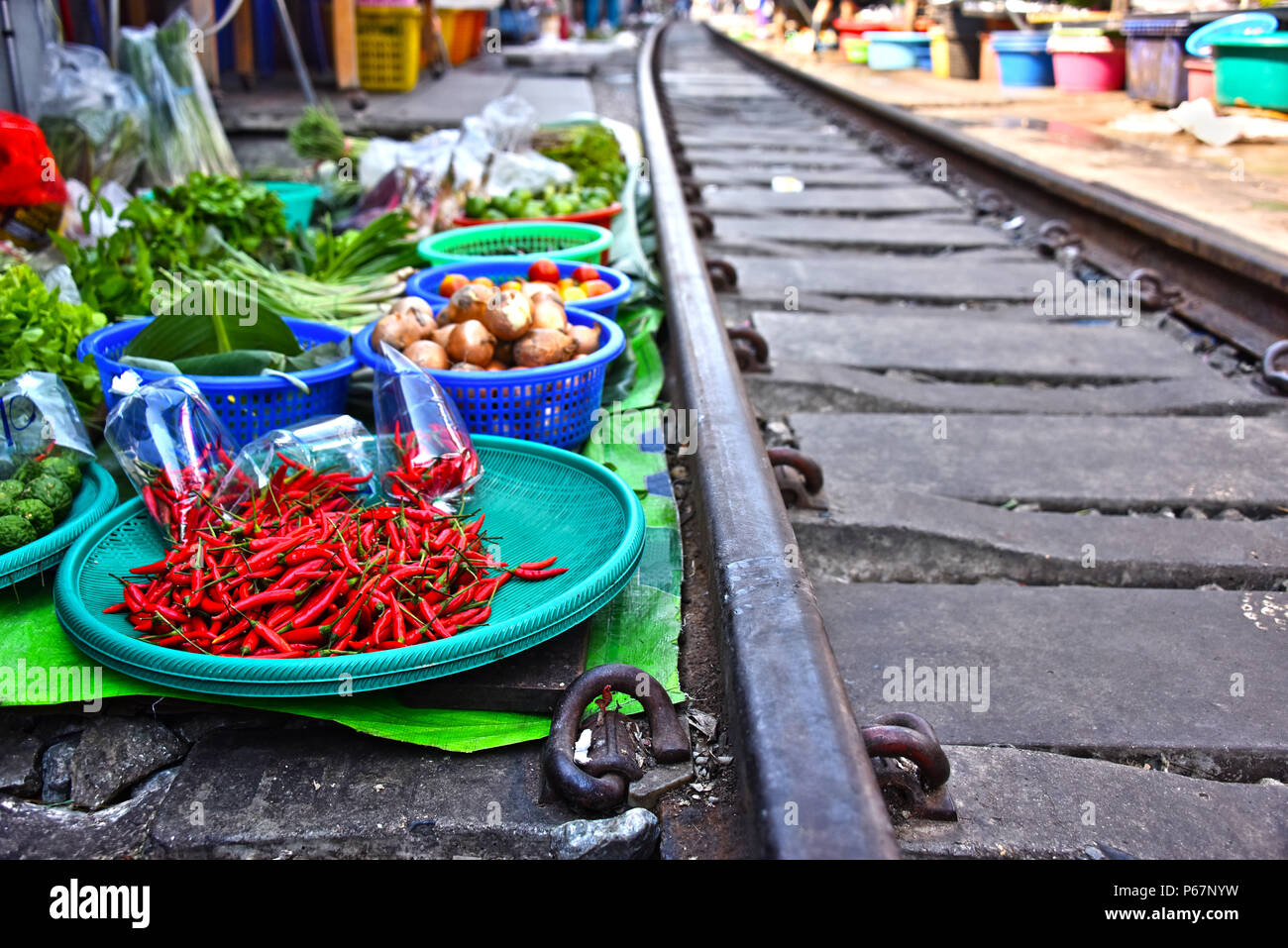 Market at railway tracks hi-res stock photography and images - Alamy