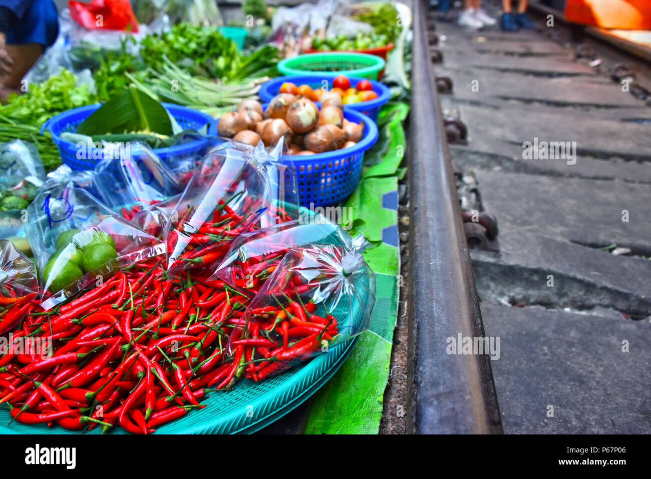Market at railway tracks hi-res stock photography and images - Alamy