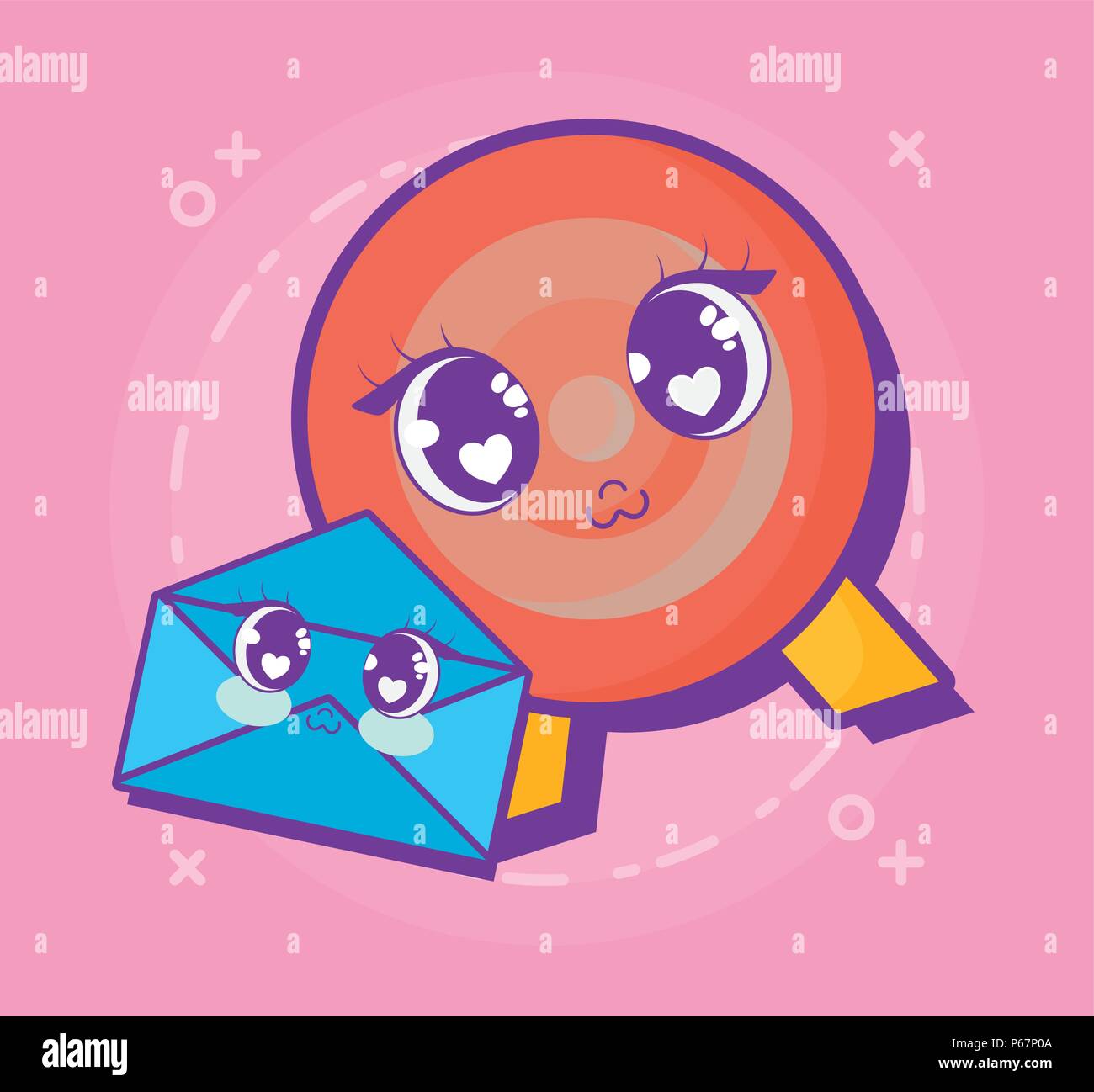 kawaii target and envelope icon over background, colorful design ...