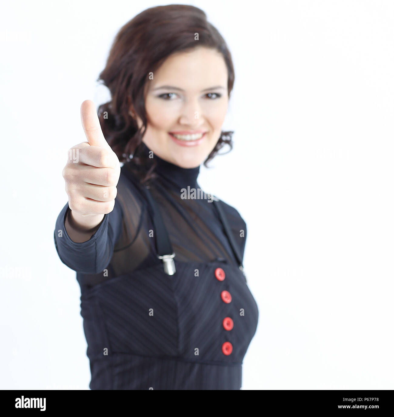 closeup.modern business woman showing thumb up Stock Photo - Alamy