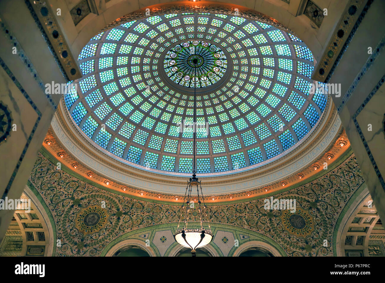 Chicago, Illinois, USA - June 22, 2018 - View of the interior and of ...