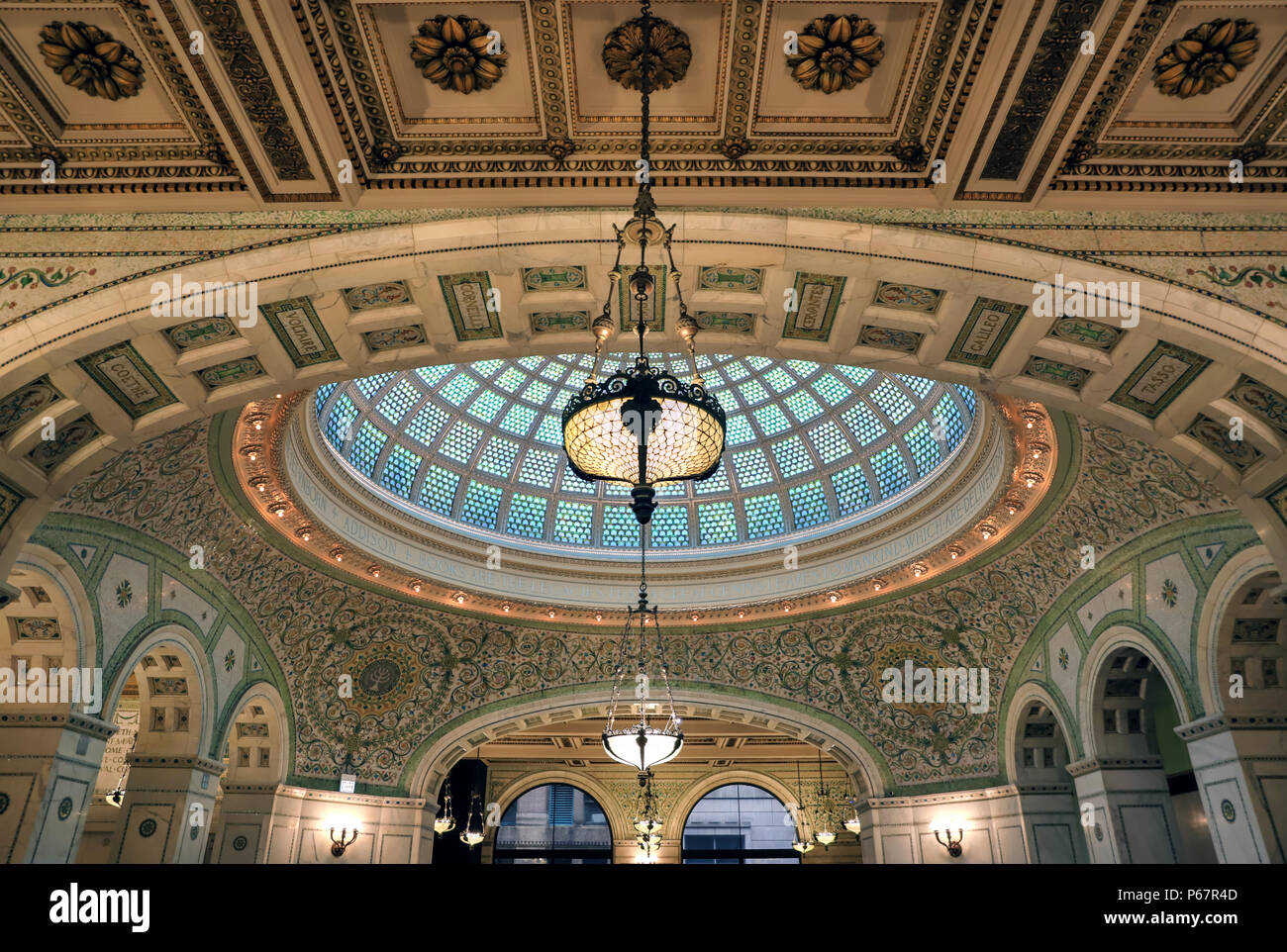 Chicago, Illinois, USA - June 22, 2018 - View of the interior and of ...
