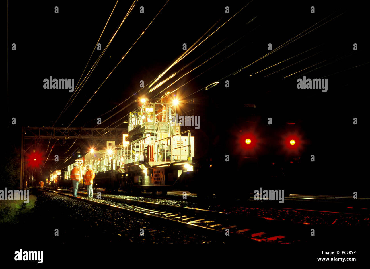 Overhead line replacement on West Coast Main Line in England. C2000 ...