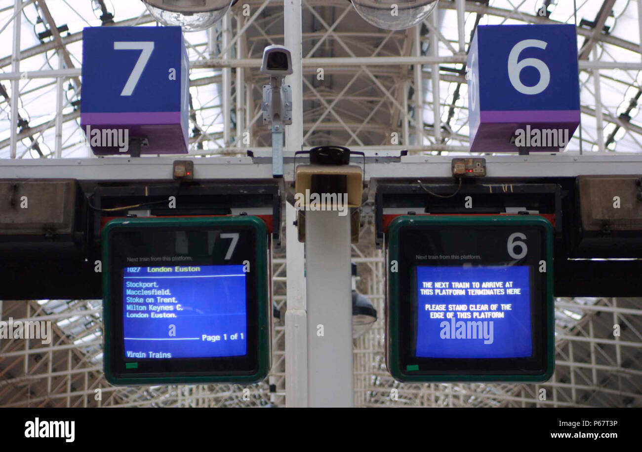 Platform information display units at Manchester Piccadilly station ...