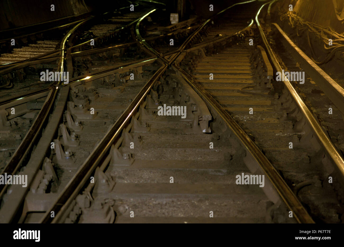 Railway tracks in London Underground tunnel. C 1993 Stock Photo - Alamy