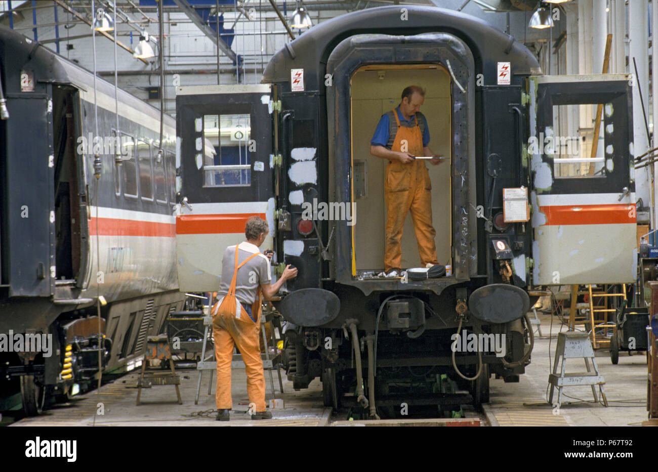 Refurbishing a railway carriage at Wolverton Works. C1993 Stock Photo ...