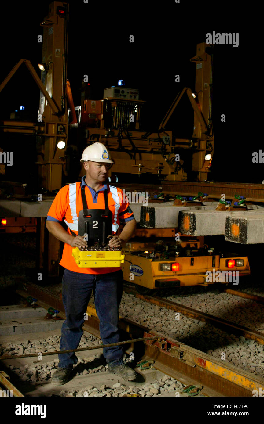 Remote control desk to regulate movement of new track panels. West ...