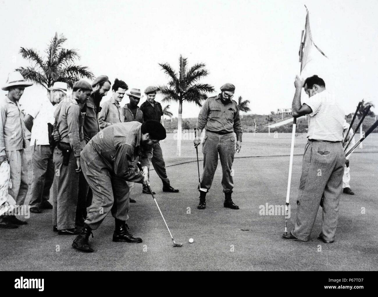 Photograph of Che Guevara (1928-1967) and Fidel Castro (1926-) playing ...