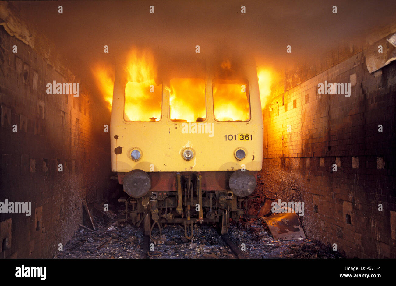 Scrapped DMU in the incinerator at Mayer Newman's breakers yard near ...