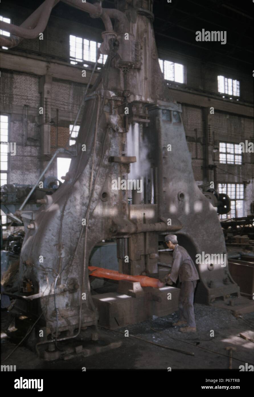 Steam Hammers active in the forge at Tangshan Locomotive Works China ...