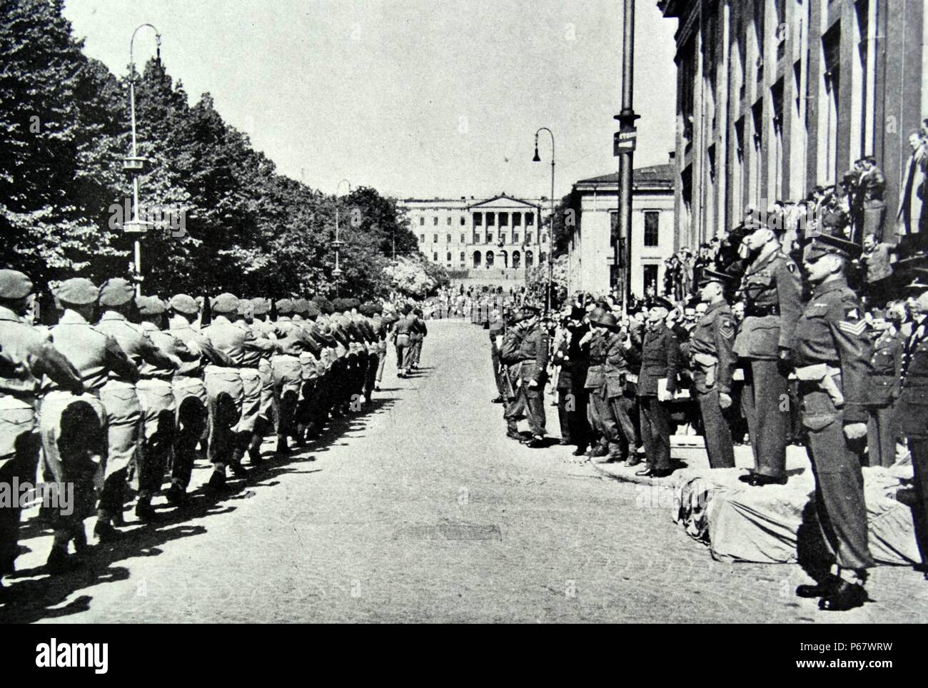 Crowds of young Norwegians gather in Karl Johan street in Oslo, to ...