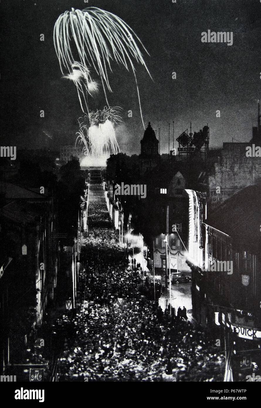 Fireworks in Oslo, to celebrate the liberation of Norway after World ...