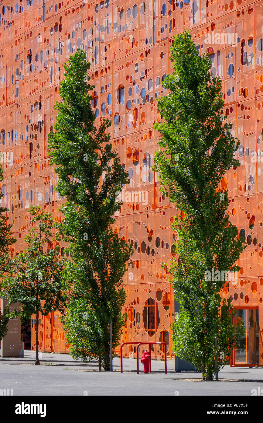 The Orange Cube, Confluence district, Lyon, France Stock Photo - Alamy