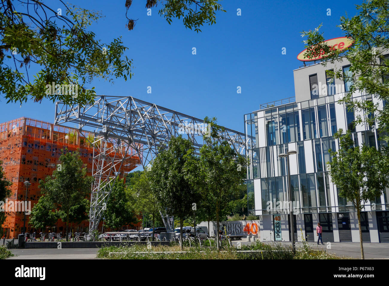 The Orange Cube, Confluence district, Lyon, France Stock Photo - Alamy
