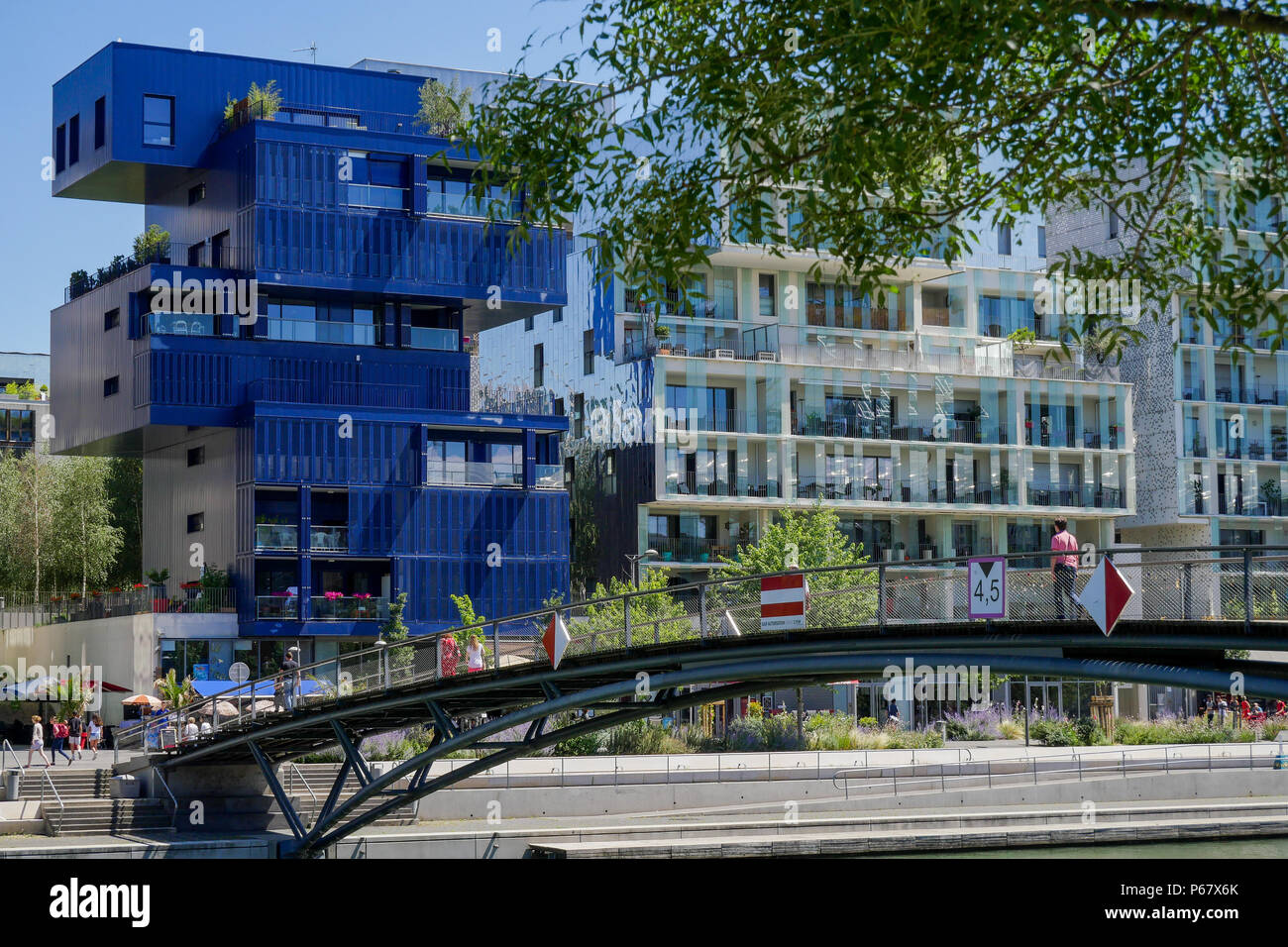 Modern buildings settled along the Dock, Confluence district, Lyon ...