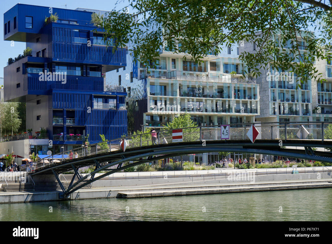 Modern buildings settled along the Dock, Confluence district, Lyon ...