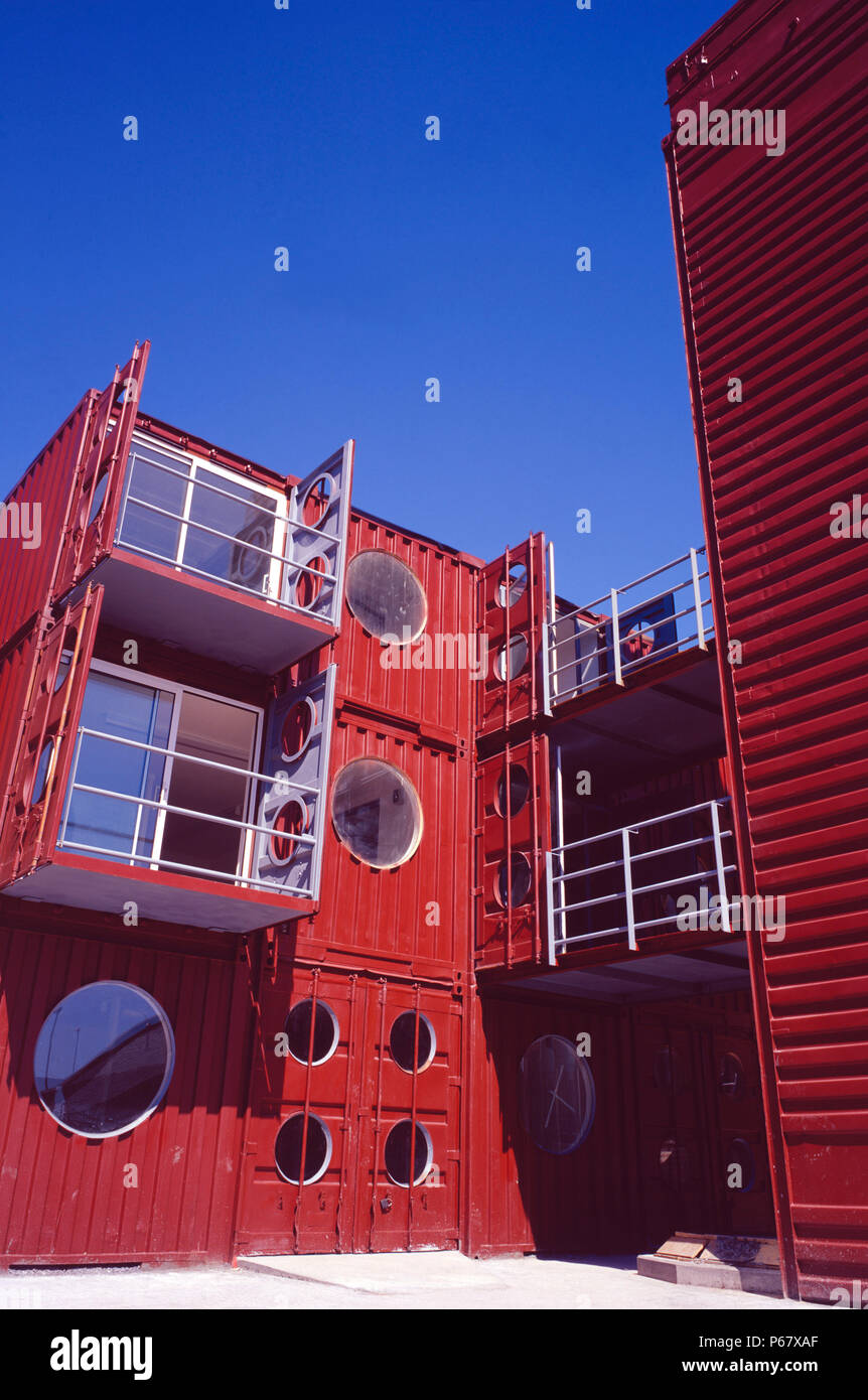 Modular accomodation made from converted shipping containers Stock ...