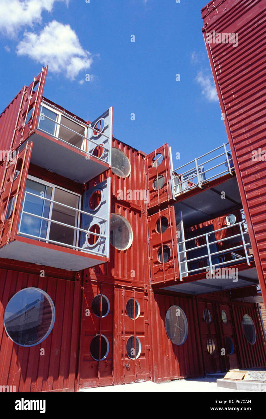 Modular accommodation made from converted shipping containers Stock ...
