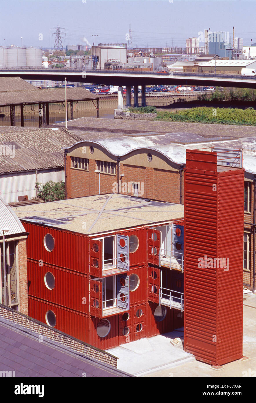 Modular accomodation made from converted shipping containers Stock ...