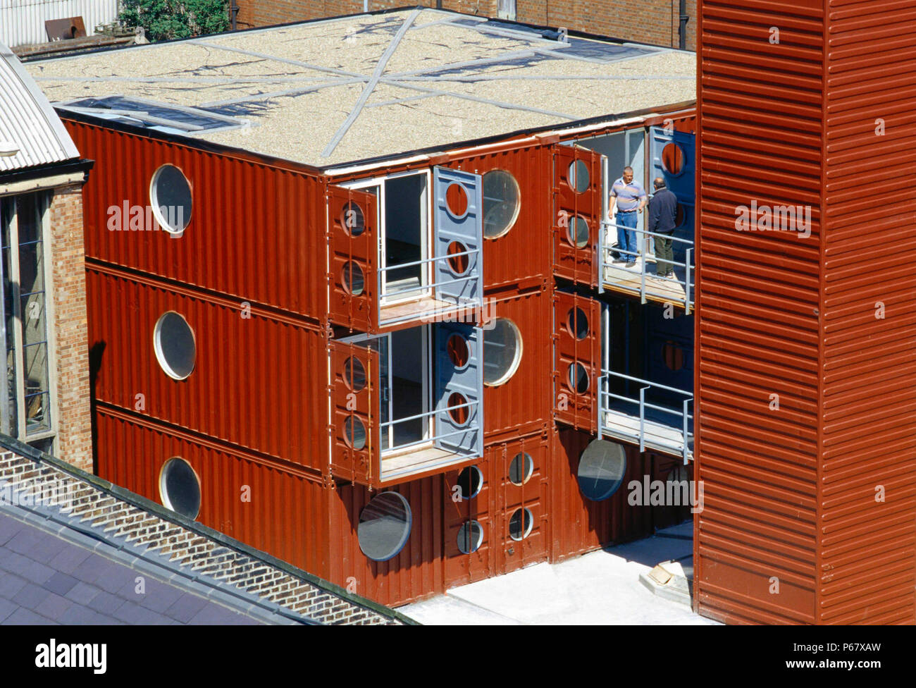 Modular accommodation made from converted shipping containers Stock ...