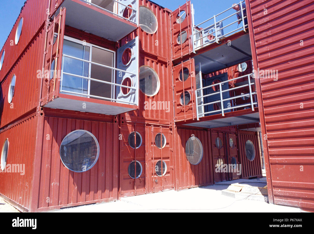 Modular accommodation made from converted shipping containers Stock ...