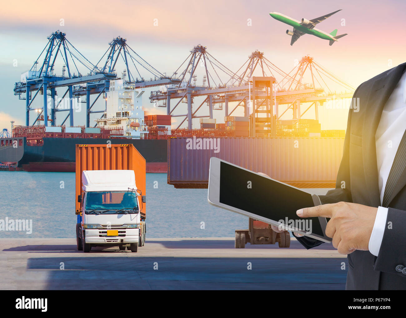 Business Logistics concept, Global business connection technology ...