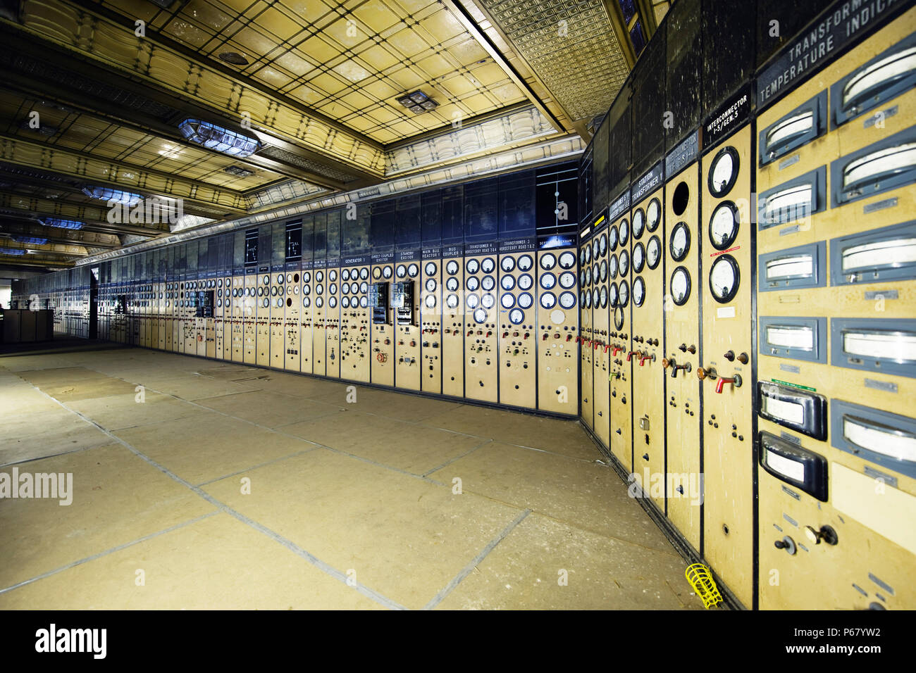 Battersea power station control room west wing with control desks and ...