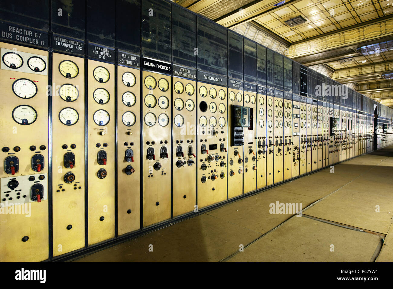 Battersea power station control room west wing with control desks and ...