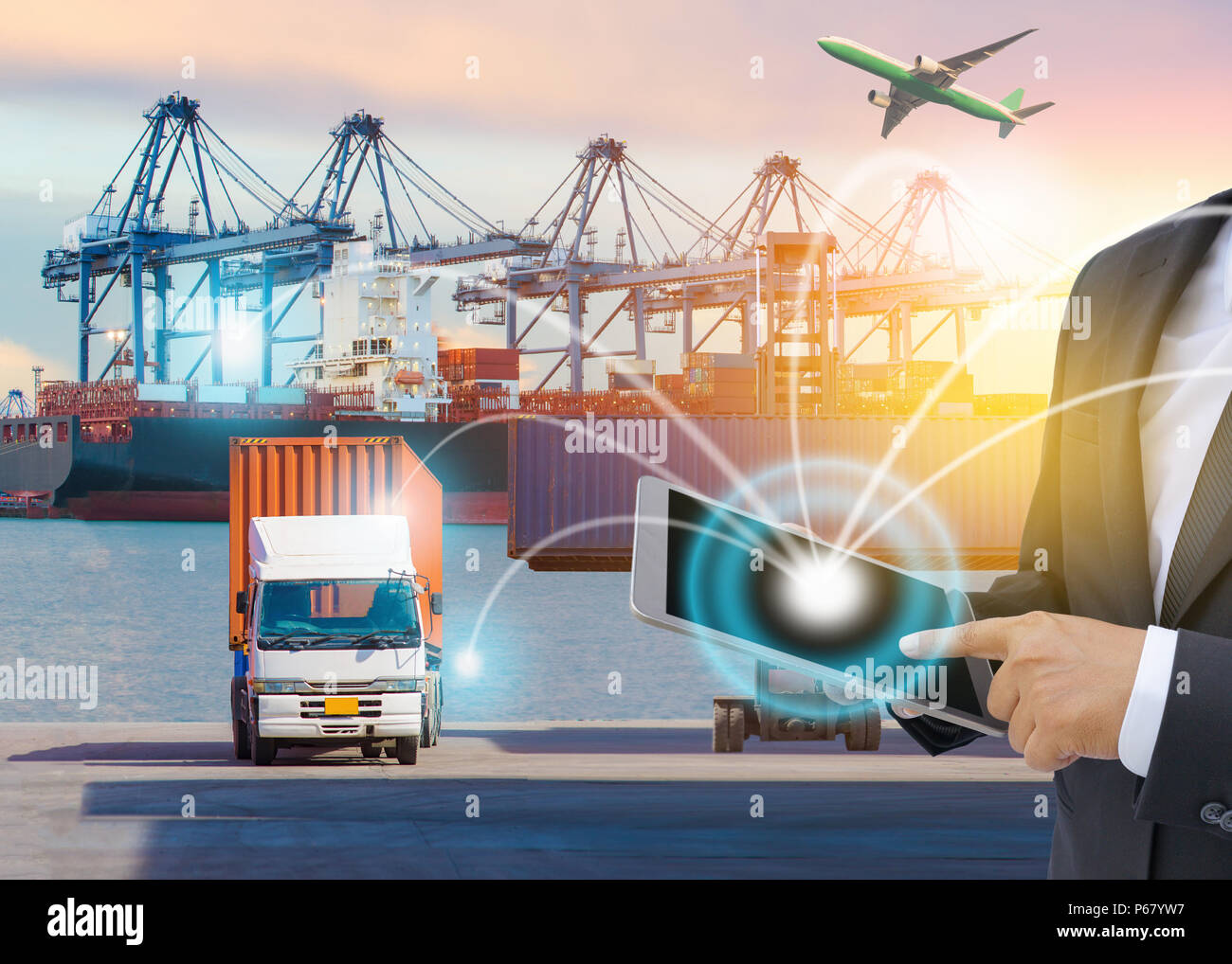 Business Logistics concept, Global business connection technology ...