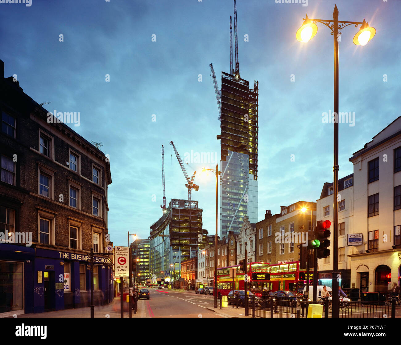 Building site of office blocks, Liverpool Street, London, UK ...