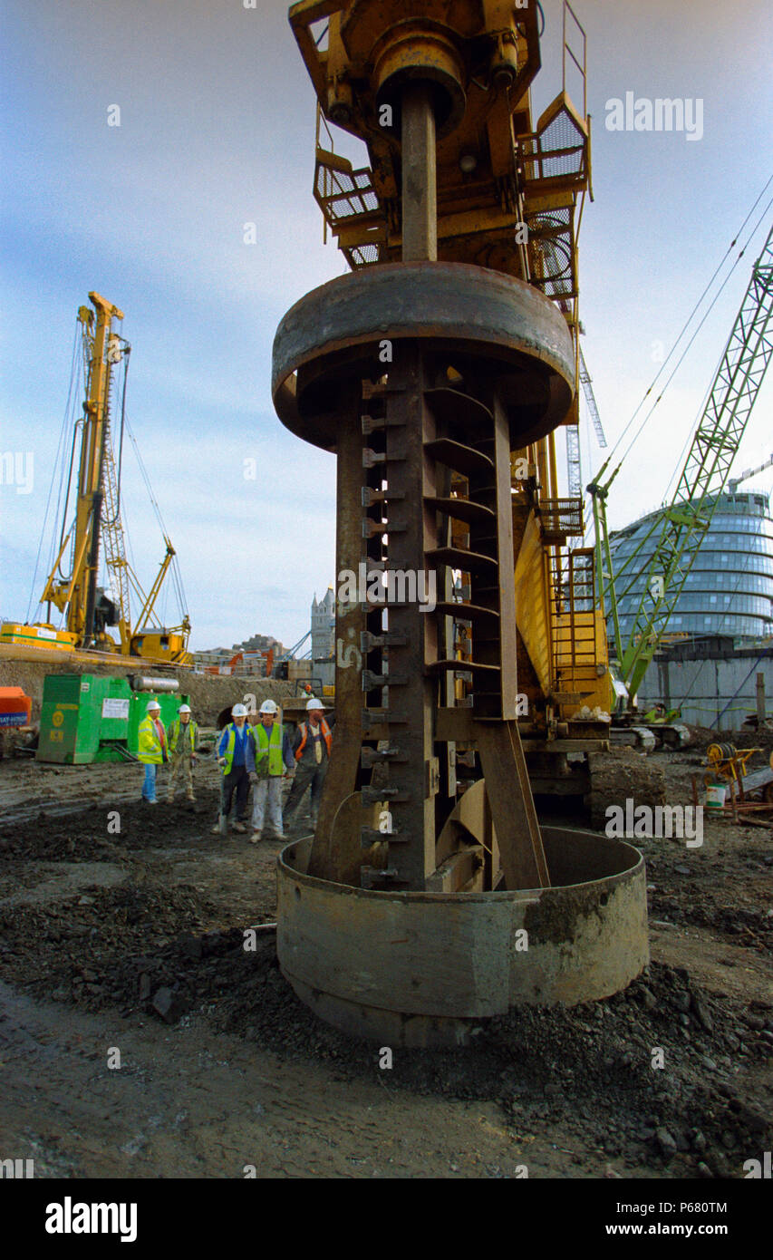 Bore piling in progress along the south bank, London Stock Photo - Alamy
