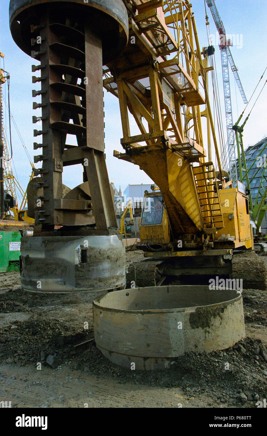 Bore piling in progress along the south bank, London Stock Photo - Alamy