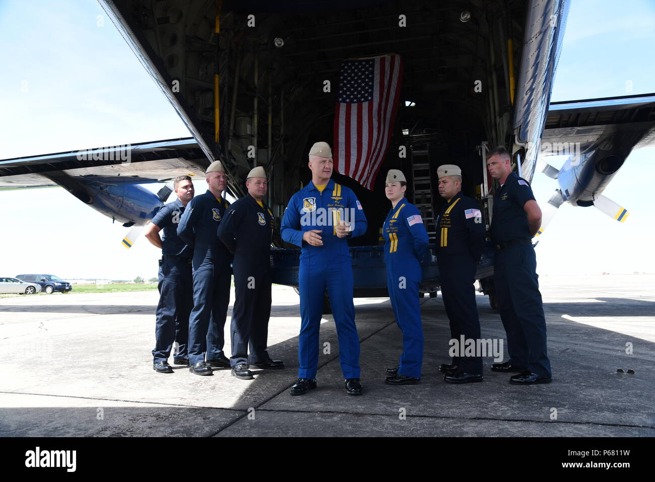 The U.S. Navy Blue Angels "Fat Albert" crew invited media and members ...