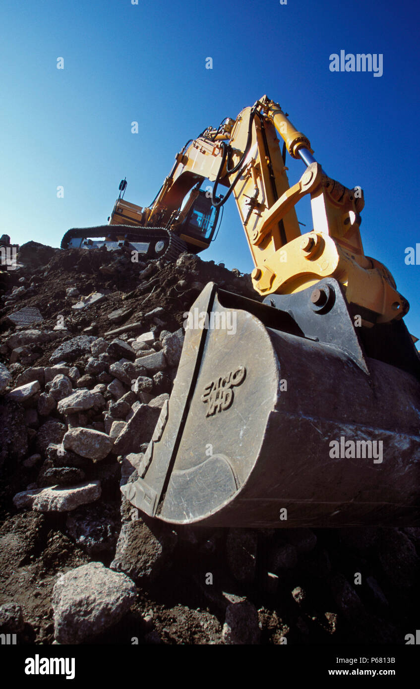 Long reach excavator blue hi-res stock photography and images - Alamy