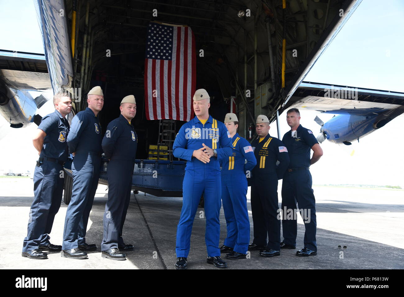 The U.S. Navy Blue Angels "Fat Albert" crew invited media and members ...