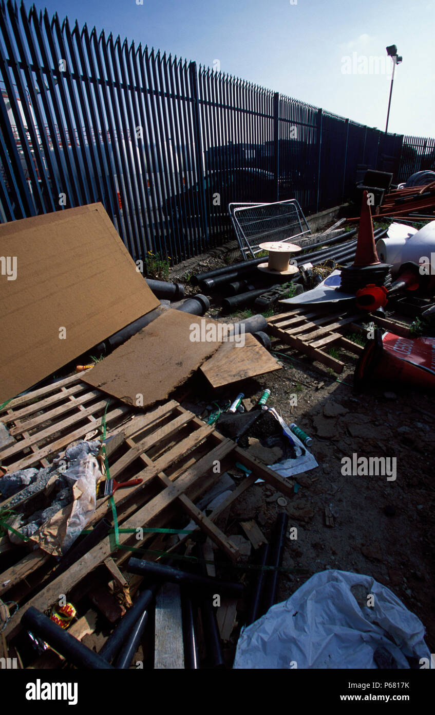 Miscellaneous waste materials in compound Stock Photo - Alamy