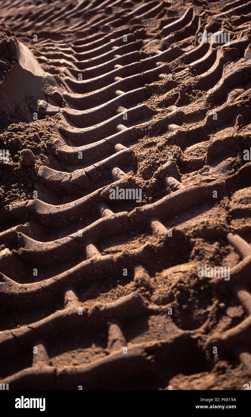 Tyre tracks of heavy duty plant in soft ground Stock Photo - Alamy