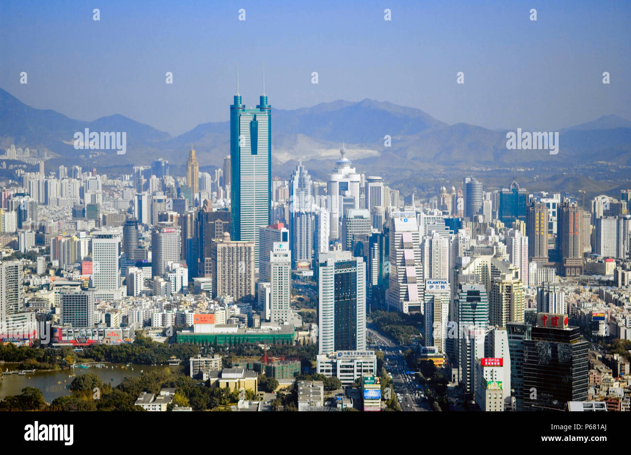 Shenzhen skyline with landmark Diwang Building, Guangdong, China Stock ...