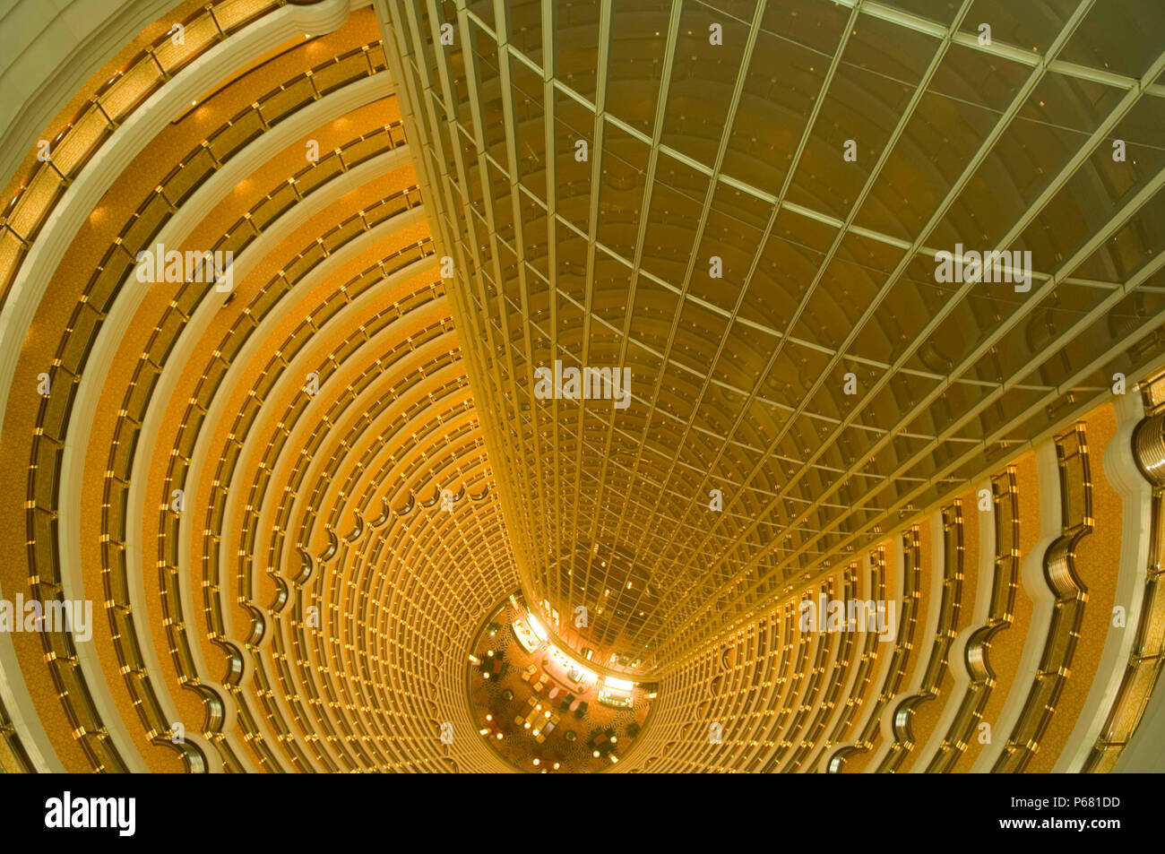 Jin Mao Building. View looking down into the atrium of the Grand Hyatt ...
