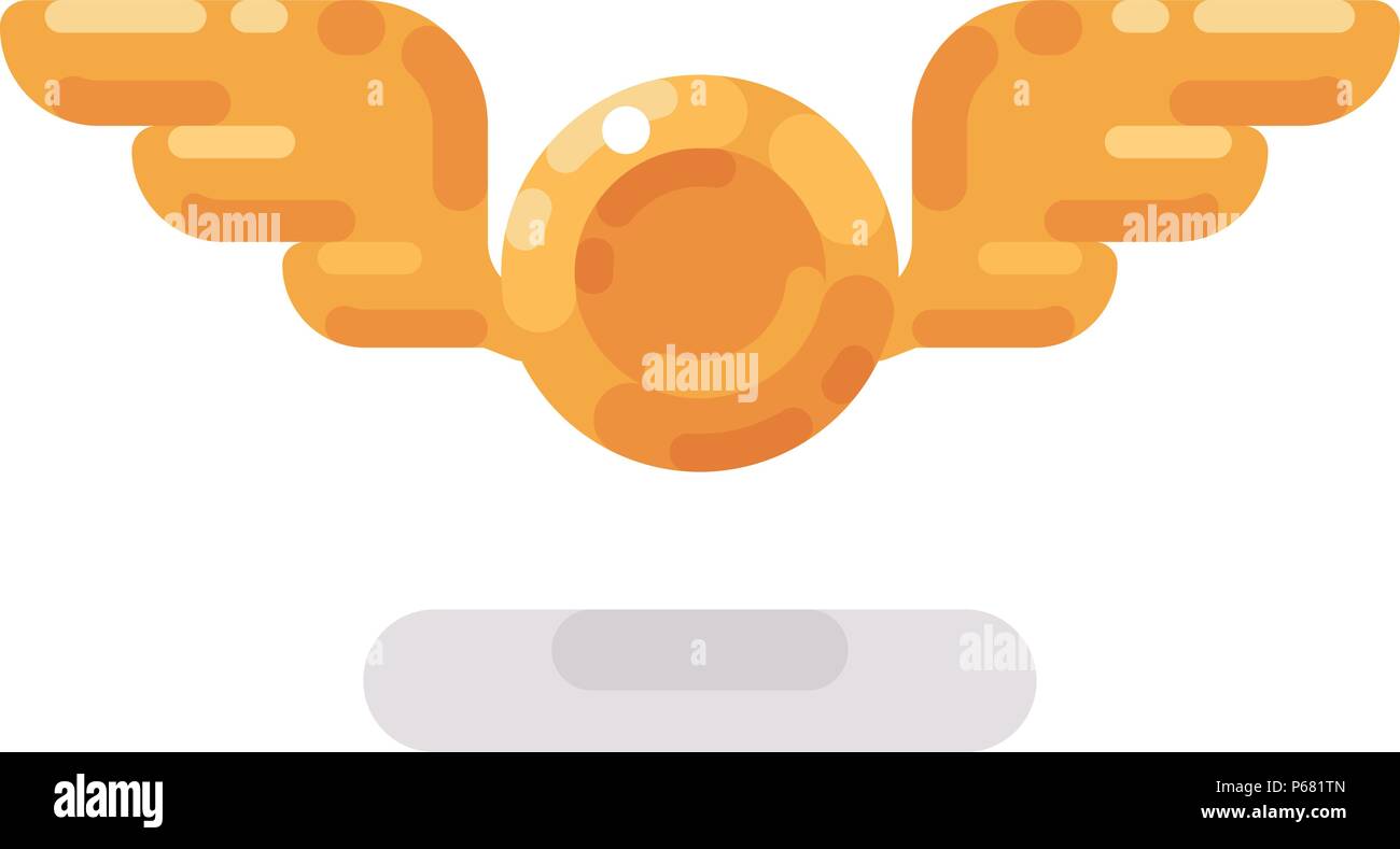 Gold military emblem with wings flat icon on white background Stock ...