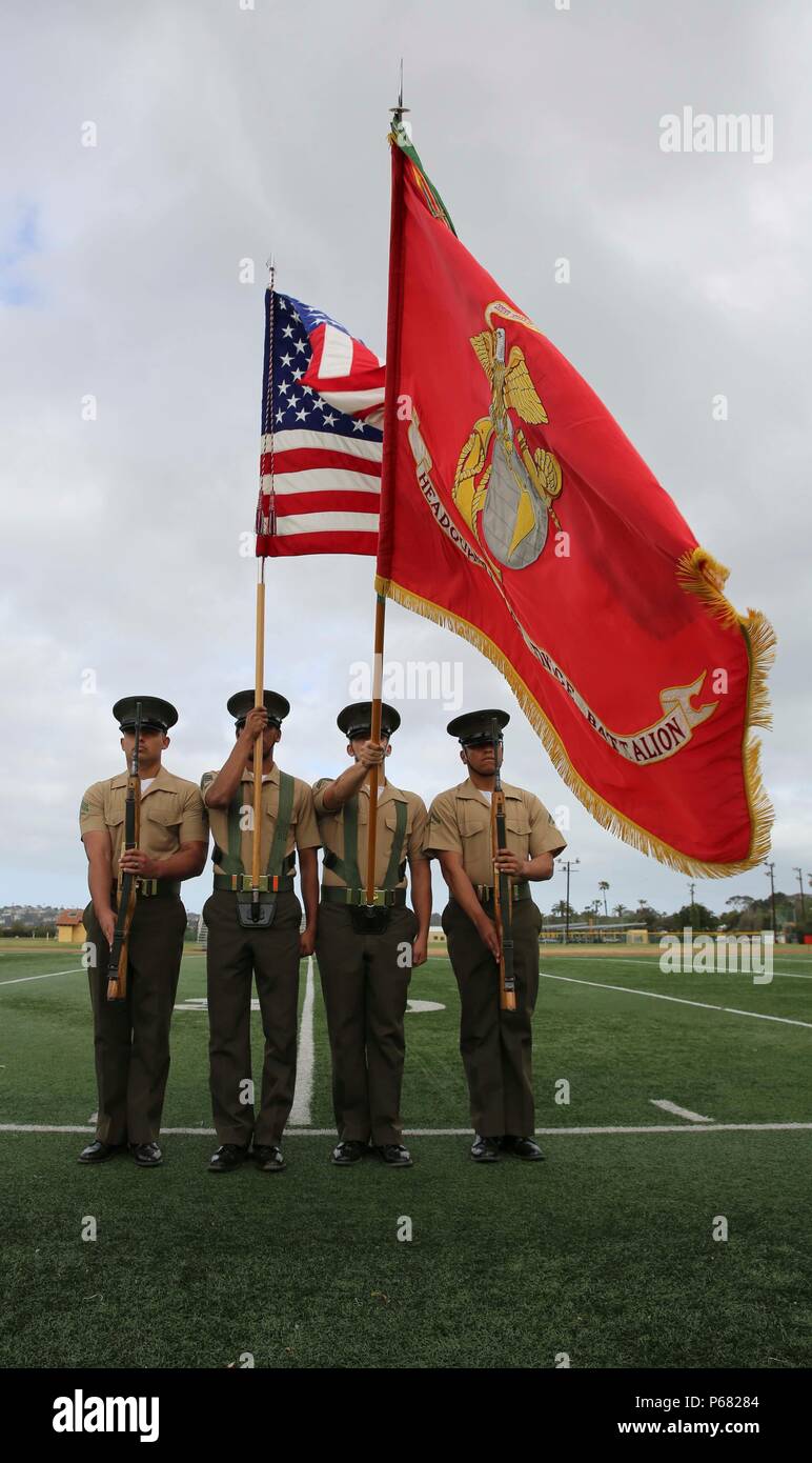 Color guard Marines, Support Battalion, Marine Corps Recruit Depot San ...