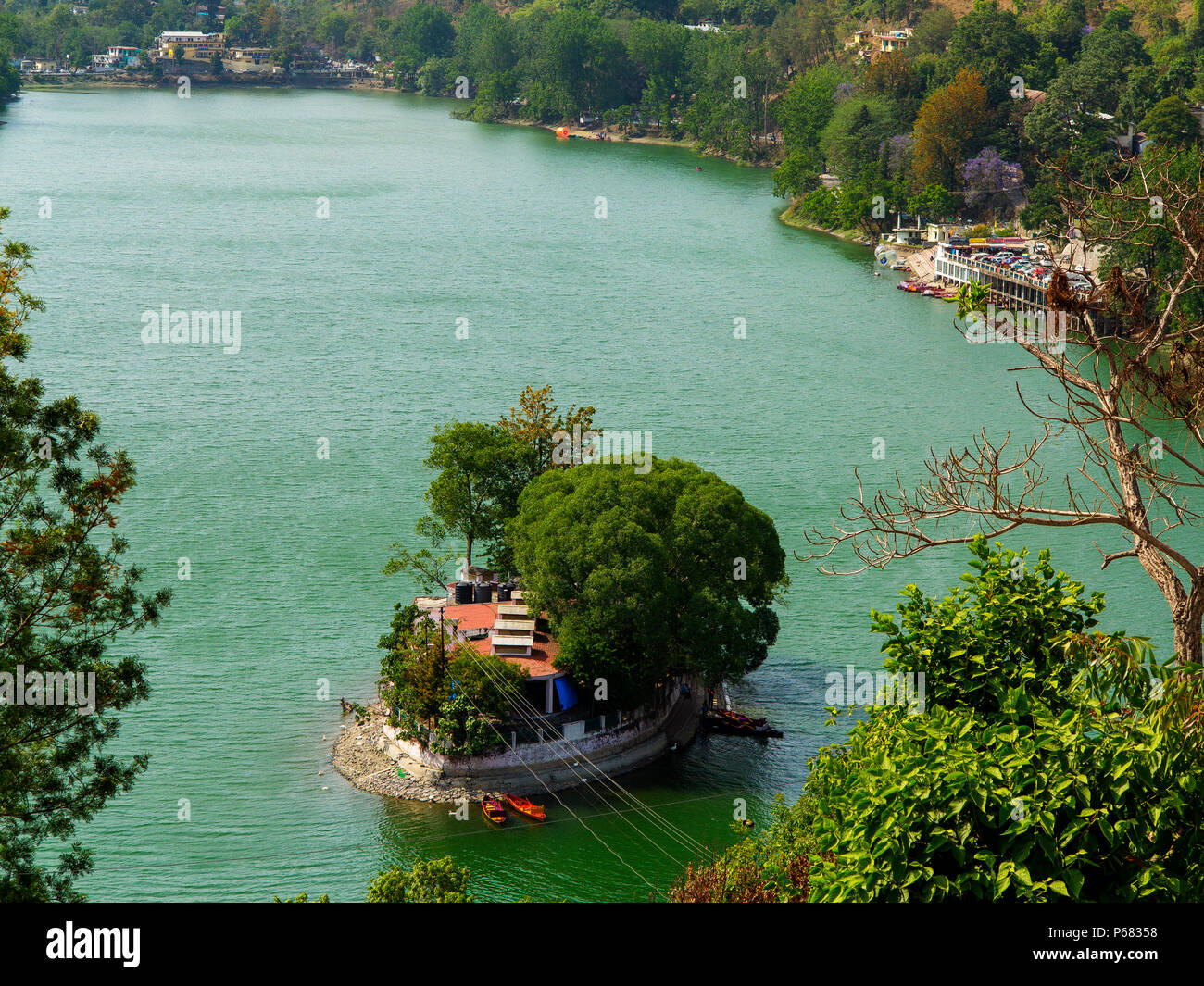 Bhimtal Lake, one of the main attraction in Nainital area, Uttarakhand ...