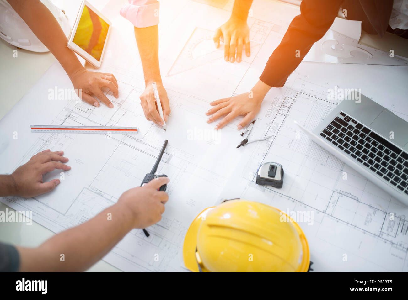 Image of engineer meeting for architectural project. working with ...