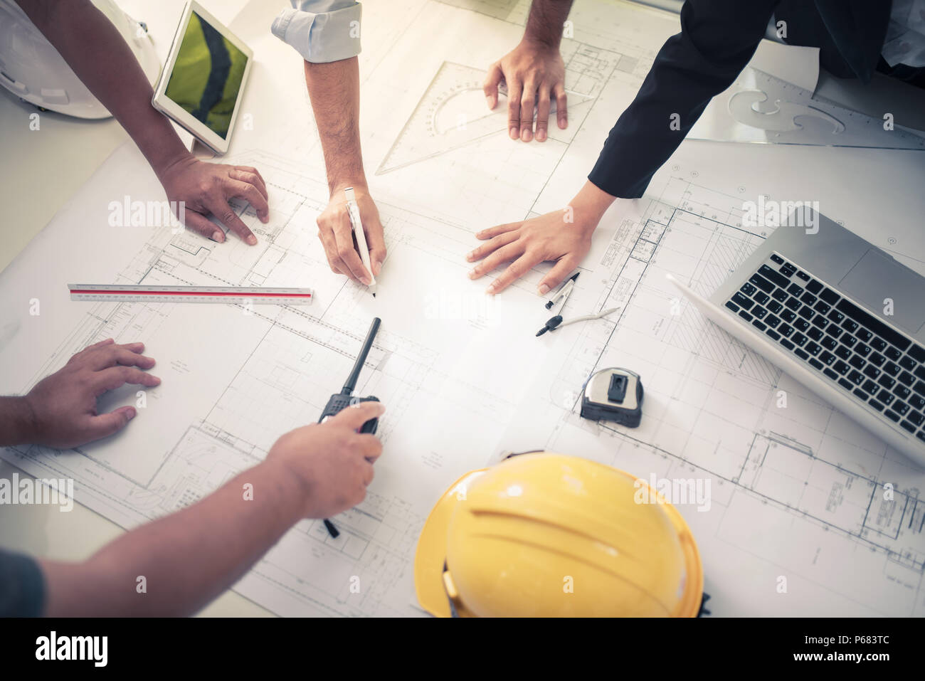 Image of engineer meeting for architectural project. working with ...