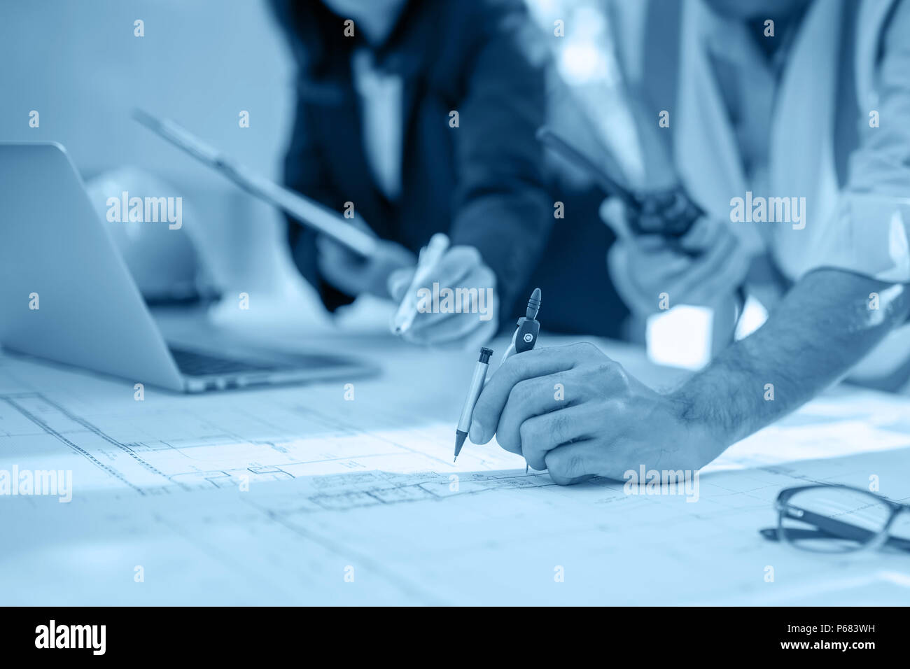 Image of engineer meeting for architectural project, Working with ...