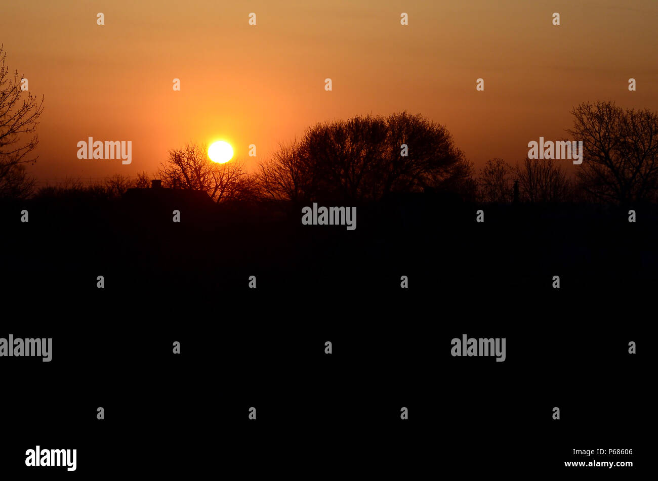 Dawn in the village. Sunrise in the suburban landscape Stock Photo - Alamy