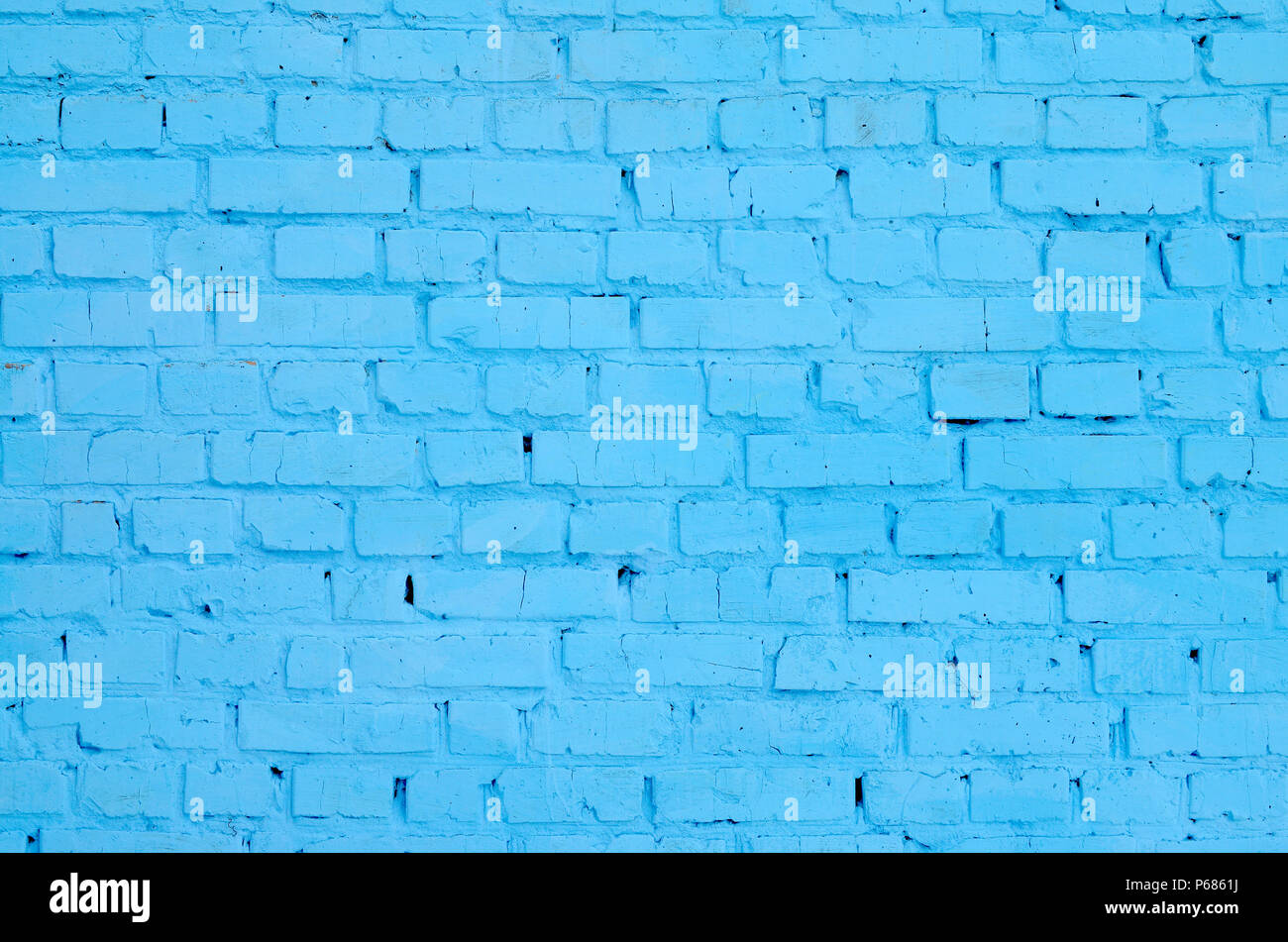 Square brick block wall background and texture. Painted in blue Stock ...