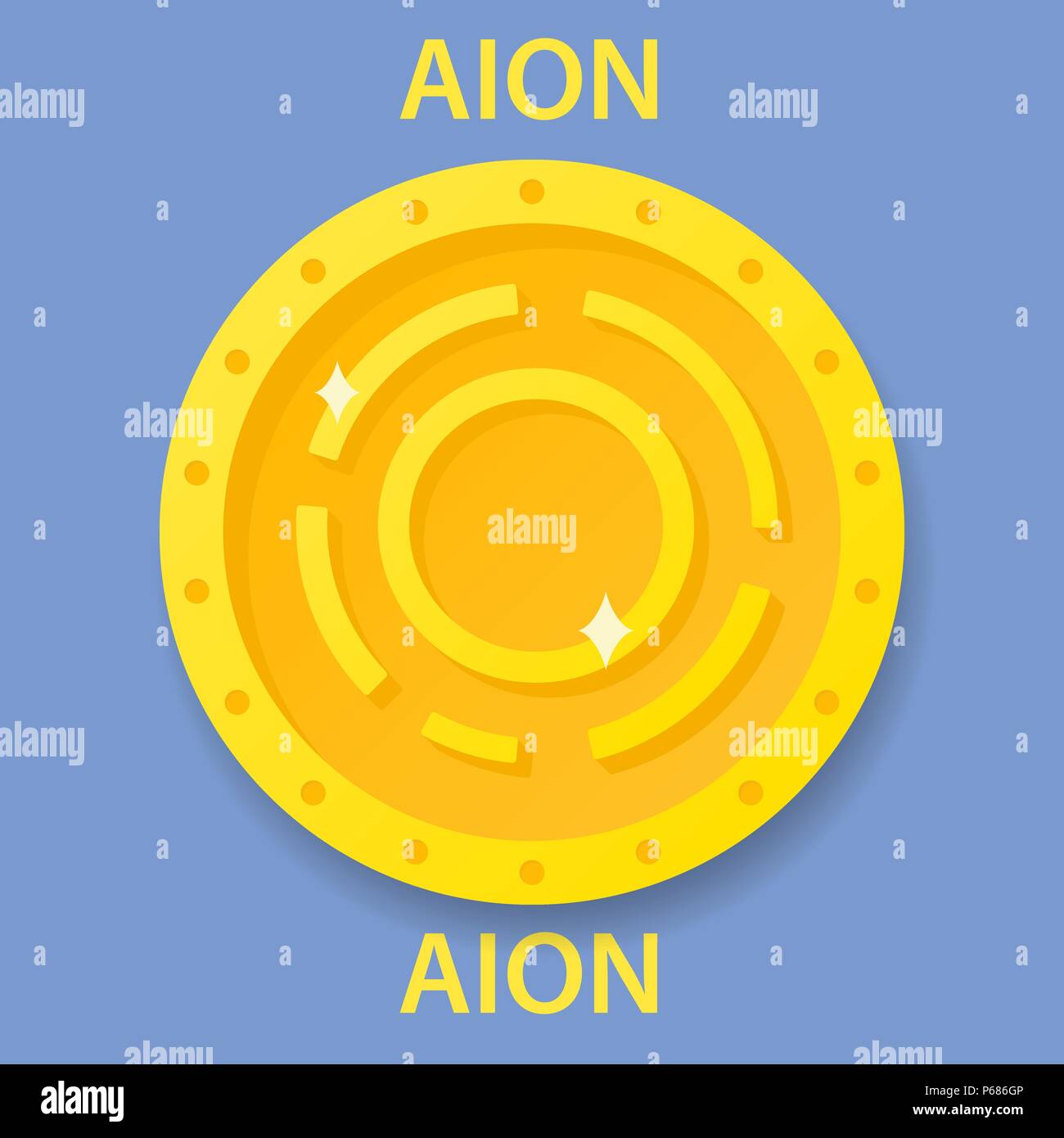 Aion Coin cryptocurrency blockchain icon. Virtual electronic, internet money or cryptocoin ...