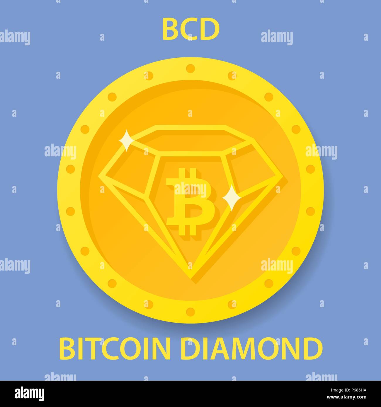 Bitcoin Diamond Coin cryptocurrency blockchain icon. Virtual electronic ...