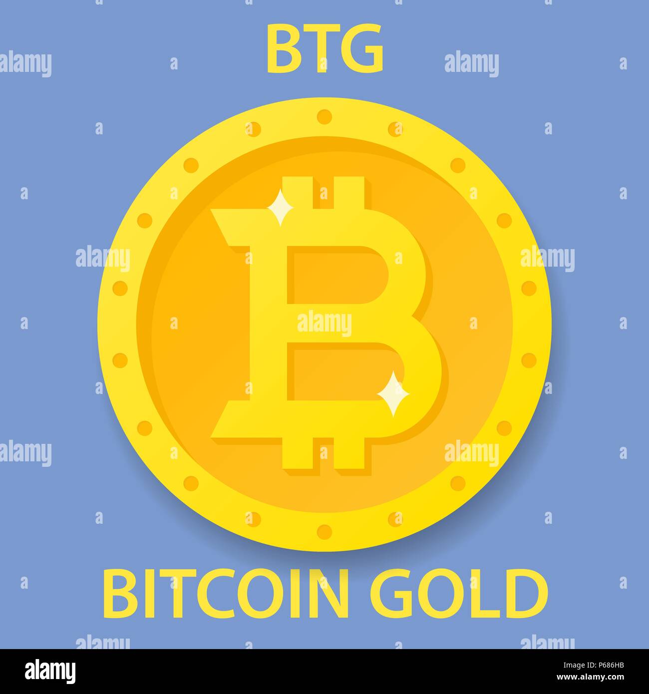 Bitcoin Gold Coin cryptocurrency blockchain icon. Virtual electronic ...